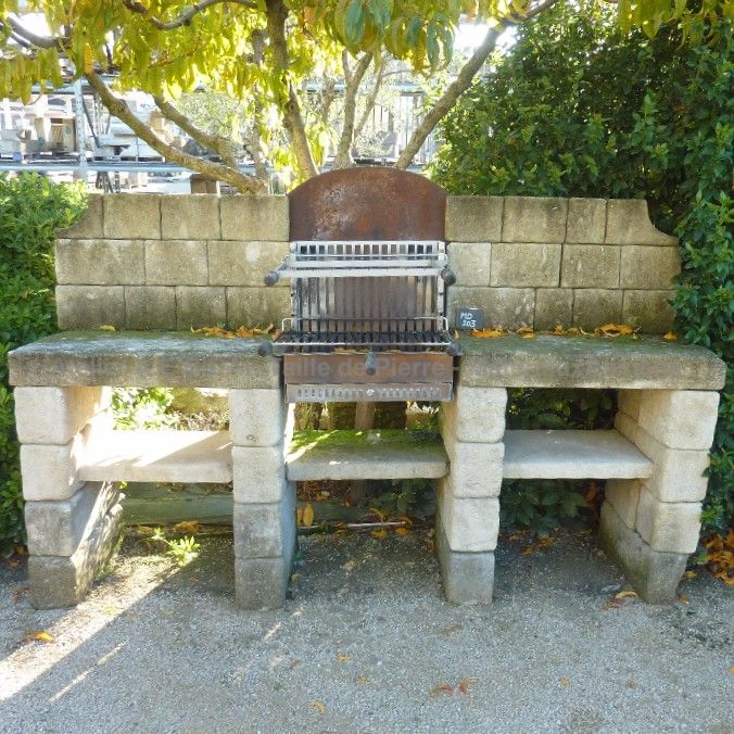 Natural stone barbecue for outdoor cooking and summer kitchen