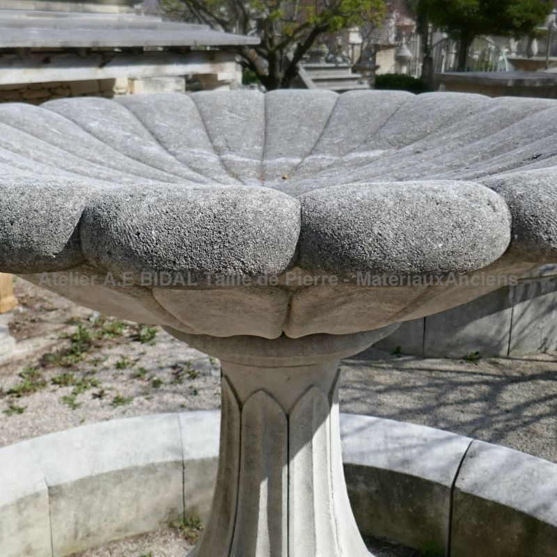 Impressive village fountain certified handmade in natural limestone