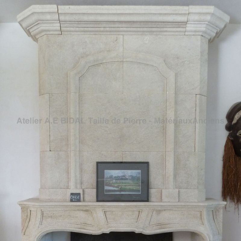 Beautiful Louis XIV style fireplace made of Provence's natural stone.