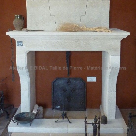 Provence style stone fireplace, created by craftsmen in the Luberon.