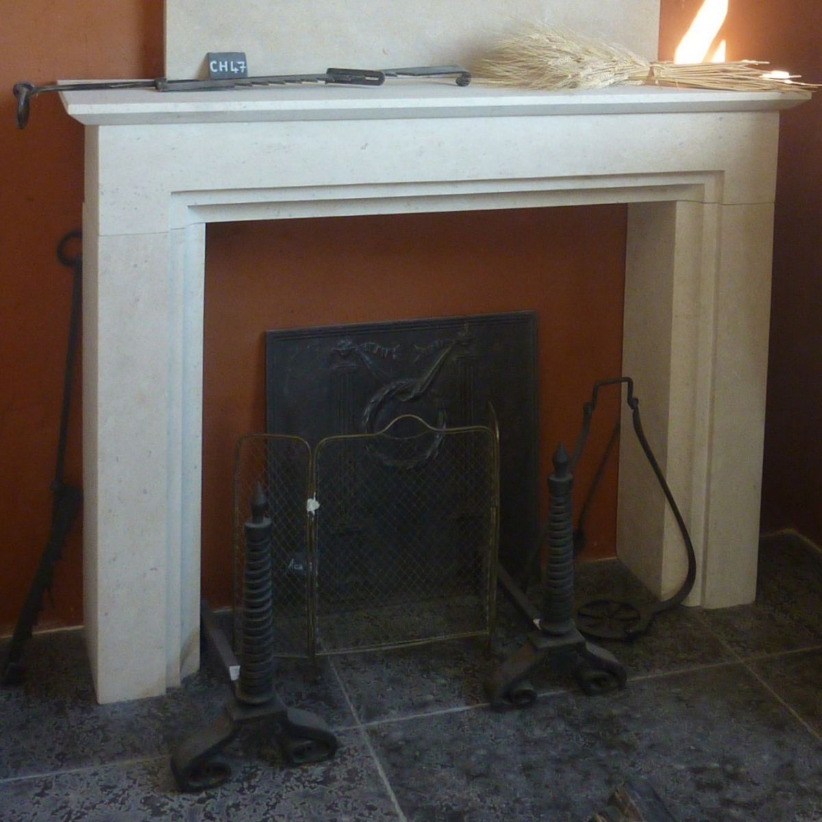 Napoleon III French fireplace in carved limestone - Provence